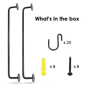 Iswabard Hat Rack for Wall Organizer Baseball Cap Display Wall Mounted Hat Rack with 20 Hooks Hat Hangers for Wall Modern Metal Hat Holder for Closet Door Bedroom Hat Organizer, Set of 2, Black