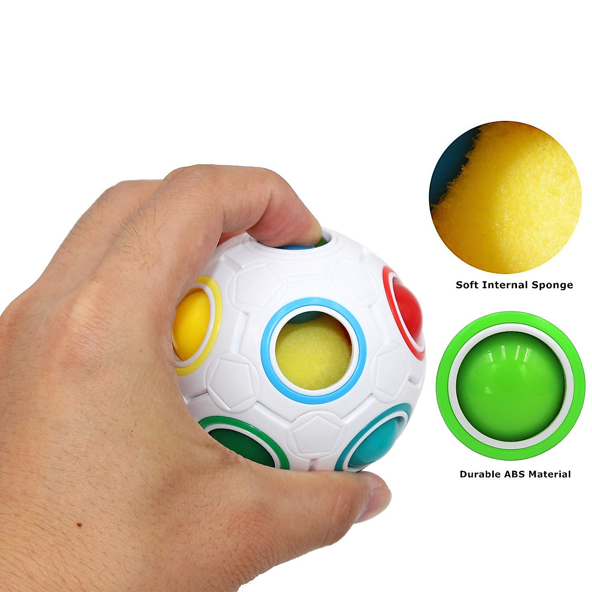 Moruska Rainbow Puzzle Ball Cube Magic Rainbow Ball Puzzle Color Shift Puzzle Ball Fidget Toy Stress Reliever Brain Teaser for Kids and Adults Set of 2