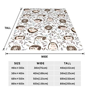 Hedgehog Gifts Flannel Throw Blanket Soft Lightweight Blankets for Girls Kids Women Hedgehog Lovers 50"X40"