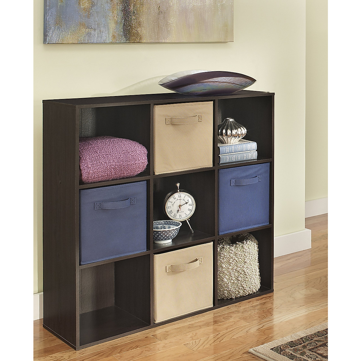 ClosetMaid 9 Cube Laminated Wood Stackable Open Bookcase Display Shelf Organizer for Household, Living Rooms, and Studies, Espresso