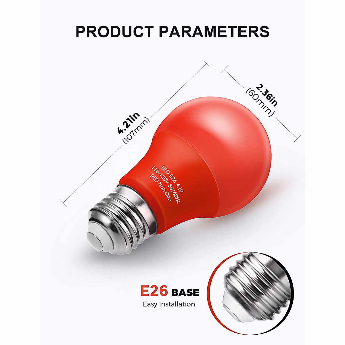 Red and Green Light Bulbs 【4 Pack 】, A19 LED Christmas Light Bulbs, 9W E26 Red Light Bulbs Green Light Bulbs 720LM Red Bulbs Green Bulb Outdoor for Halloween Christmas Lighting, Porch, Non-Dimmable