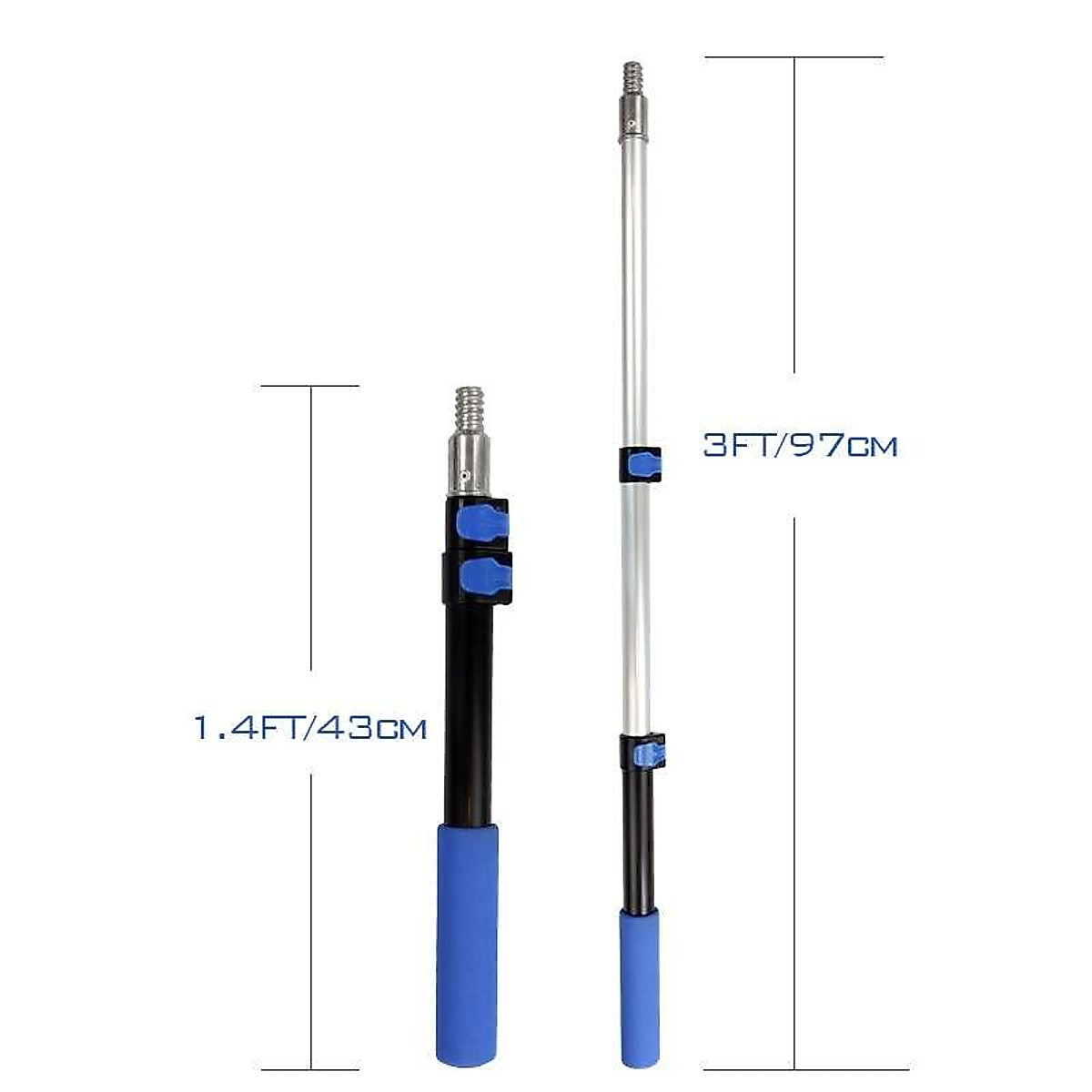 Craftec 1.5 to 3 FT Aluminum Telescoping Pole with Quick-Flip Clamps, Paint Roller Pole, Multi-Purpose Pole, Duster Pole, Twist-On Metal Tip for Squeegee, Extendable Painters Pole (3 Feet)