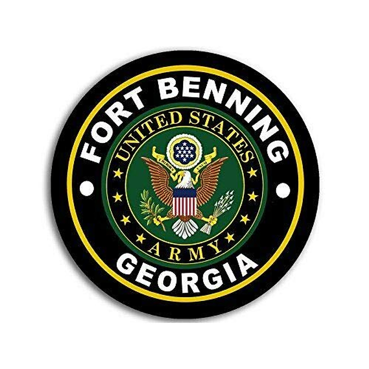 MAGNET 4x4 inch Round Fort Benning Army Base Sticker (Logo Insignia Emblem ga) Magnetic vinyl bumper sticker sticks to any metal fridge, car, signs
