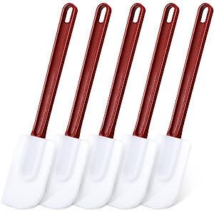 Meekoo Set of 5 Silicone Spatula Rubber Spatulas Heat Resistant Silicone Spatulas High Temp Commercial Silicone Spatula for Kitchen Cooking Mixing Frying Spreading Baking, Dishwasher Safe(10 Inches)