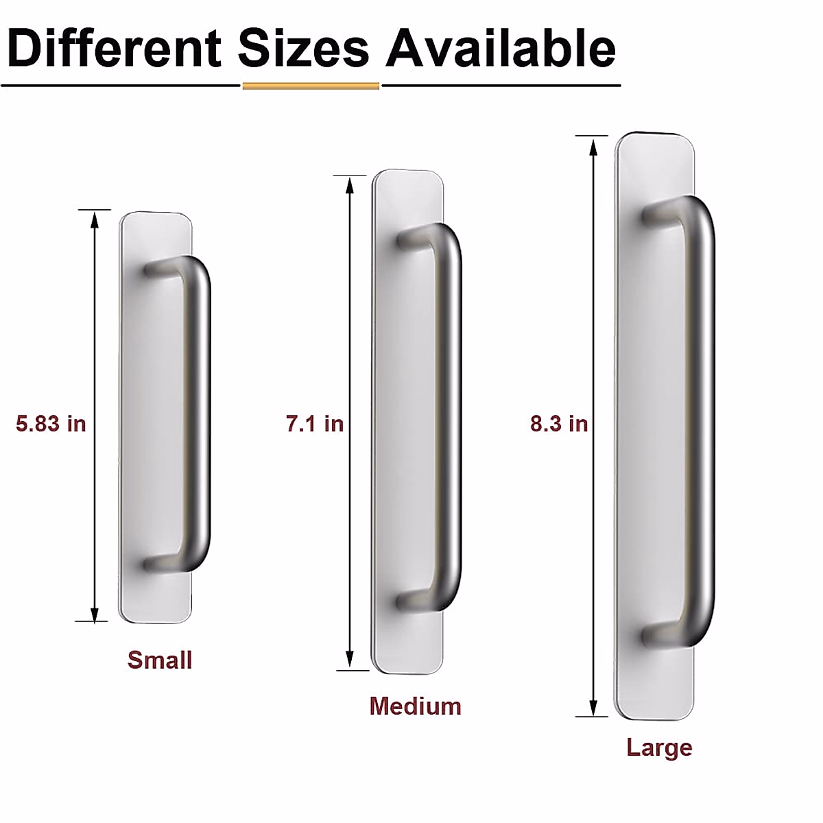 Self-Stick Instant Cabinet Drawer Handles Door Adhesive Handles,2pcs Aluminum Kitchen Cabinet Drawer Pull Handle with Adhesive Sticker,Perfect for Any Furniture Handle DIY (Silver, Small (5.83"))