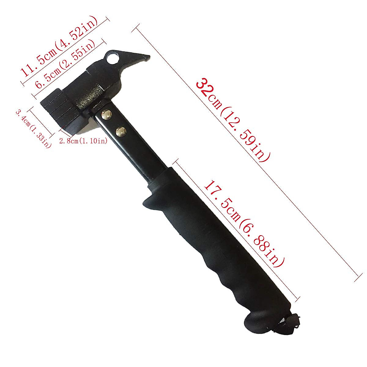 Beefoor Camping Hammer Heavy Duty with Tent Stake Remover, 12.6" Steel Tent Hammer - Rubber Covered Handle Tent Mallet with Holding Strap (Black)