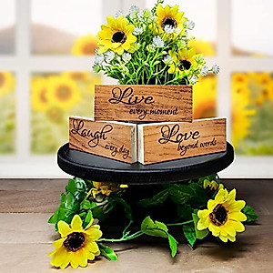 JennyGems Live Laugh Love Wooden Sign Set, Everyday Farmhouse Tiered Tray Decor Blocks, Warm Brown, Made in USA