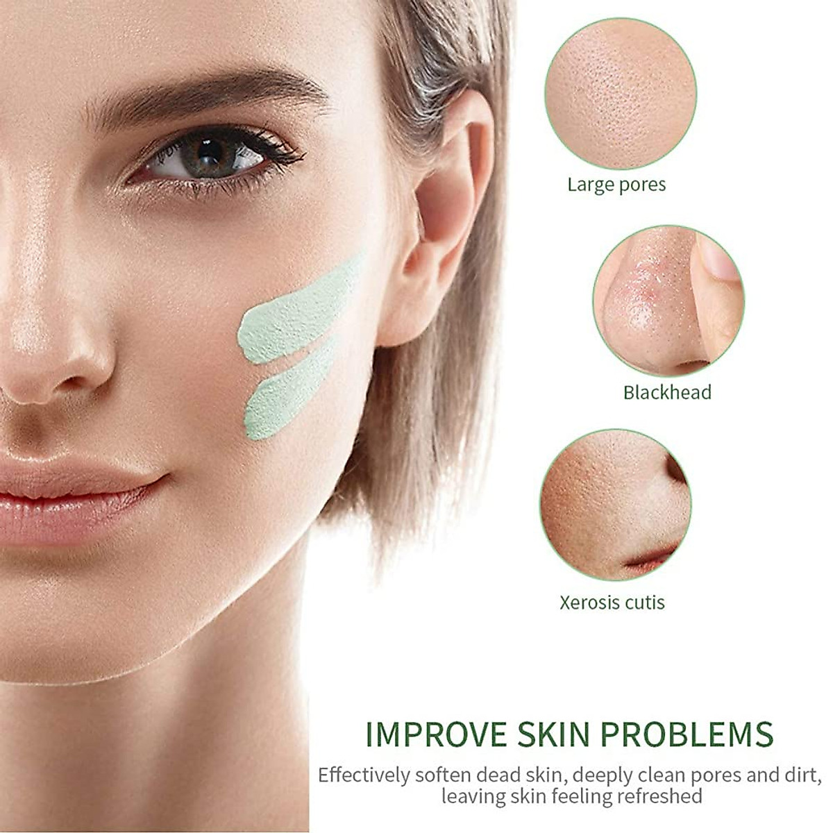 KNXWPPX Green Tea Purifying Clay Stick Mask,For Face Moisturizes Oil Control,Deep Clean Pore,Exfoliating Mask,Improves Skin,Suitable for All Skin (Green Tea)