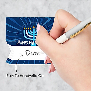 Big Dot of Happiness Hanukkah Menorah - Chanukah Holiday Party Tent Buffet Card - Table Setting Name Place Cards - Set of 24