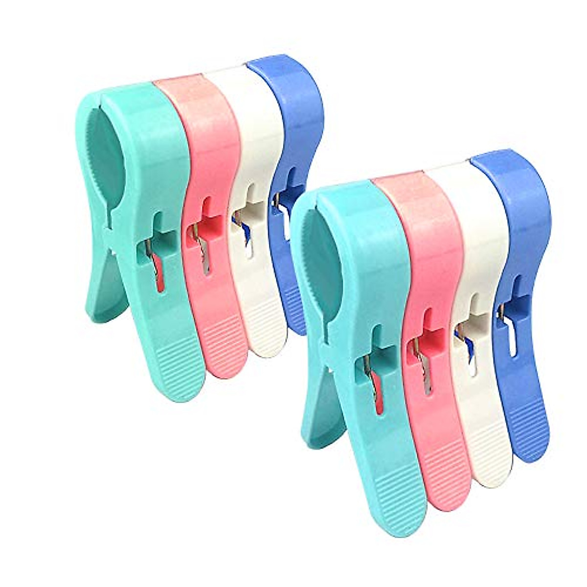 IELEK Beach Towel Clips Jumbo Size for Beach Chairs/Pool Lounges/Cruise Plastic Towel Clamp Clip Holder-Keep Your Towel,Clothes,Quilt,Blanket from Blowing Away,Bright Colors Clothes Lines(8 Pack)