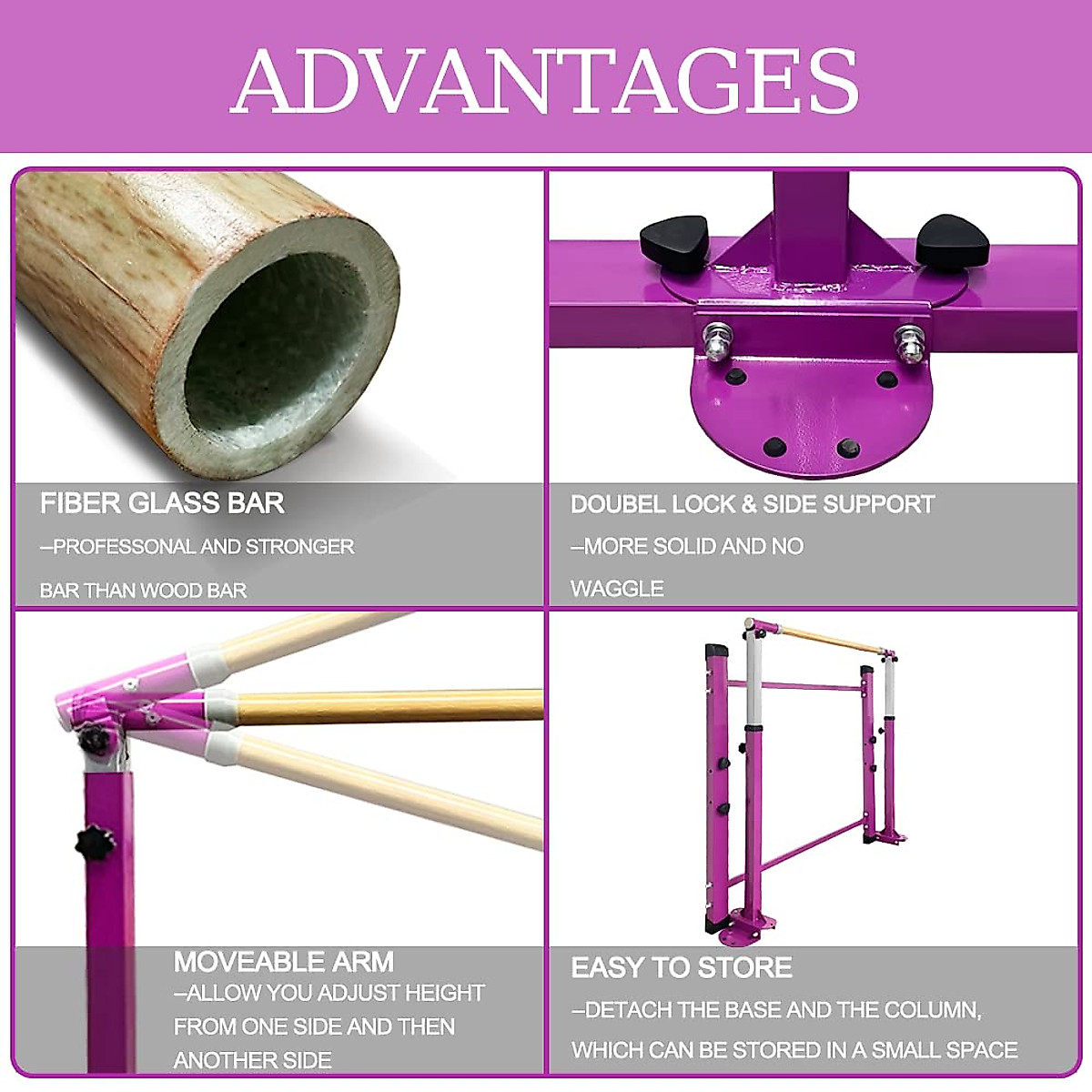 GBVUGY Gymnastics Kip Bar with Mat for Home Indoor Training,Horizontal Bar for Kids Girls Junior,Adjustable Arms from 3' - 5' Gym Equipment,1-4 Levels,300lbs Weight Capacity