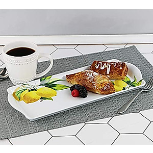 Calypso Basics Melamine Sandwich/Tidbit Tray, White, Lemon, Green, Small (6419)