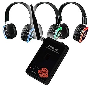 Silent Sound System Portable Hands Free Package for Yoga, Tours, Fitness (10 Headphones + 1 Transmitter)