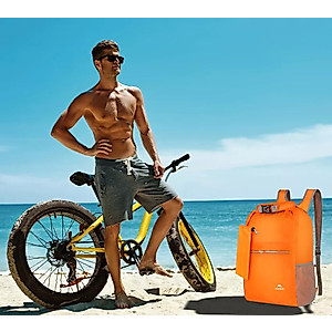 Dry Bag, Marine Dry Sack Waterproof Backpack with Small Wet Bags for Kayaking Floating Swimming Boating, Lightweight Paddle Board Casual Daypack for Hiking Camping 2pcs Set Friendship Gift, Orange