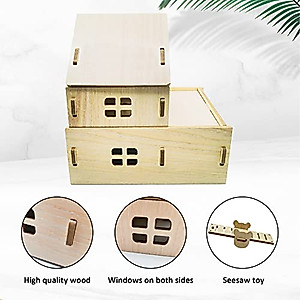 Guinea Pig Hideout Small Animal House Hide with Windows Hamster Wooden Castle Hut Chinchilla Cage Accessories for Chinchilla Guinea Pig Hamster Gerbil Hedgehog