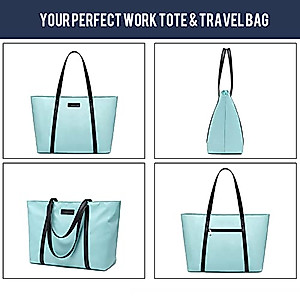 Tote Bag for Women, Teacher Work Tote Bags fit 15.6 Inch Computer Shoulder Office Satchel Bag Large Zippered Totes Travel Purse Lightweight Beach Handbag Waterproof