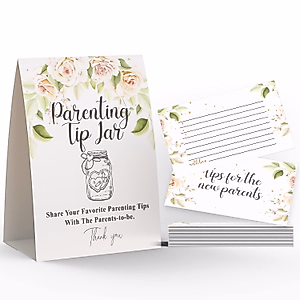 Advice for New Parents, Parenting Advice Card, Baby Shower Party, Tips for the Parents To Be，Includes a 5x7 Standing Sign and 25 4x6 Advice Cards(JYC034)