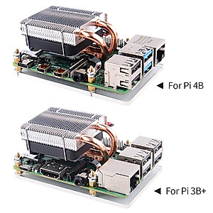 GeeekPi Cooling Fan for Raspberry Pi 4, Low Profile CPU Cooler with 40x40x10mm Cooling Fan and Aluminum Heatsink, Compatible with Raspberry Pi 4 Model B & Pi 3B+/Pi 3B (Type B)