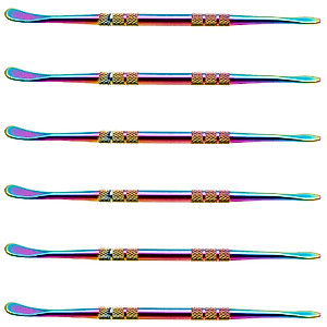 HARSKIYER 6pcs Wax Carving Tools, 4.75 Inch Stainless Steel Double-Ended Sculpting Spoon Tool Clay Sculpting Tools Wax Carving Sculpting Tools (Rainbow)
