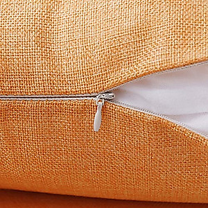 WLNUI Set of 2 Fall Orange Pillow Covers 24x24 Inch Rustic Linen Decorative Square Throw Pillow Covers Cushion Case for Sofa Couch Home Farmhouse Decor