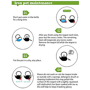 Sotya Cast Iron Teapot, 30oz/900ml Japanese Tetsubin Tea Pot with Infuser for Loose Leaf and Tea Bags, Tea Kettle Coated with Enameled Interior for Stove Top, Dark Green