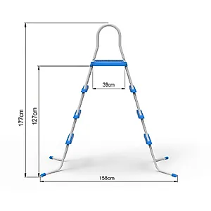 JLeisure 3 Step 48 Inch Outdoor Backyard Heavy Duty Metal Steel Frame Above Ground Swimming Pool Ladder with Platform A Frame Deck, Grey