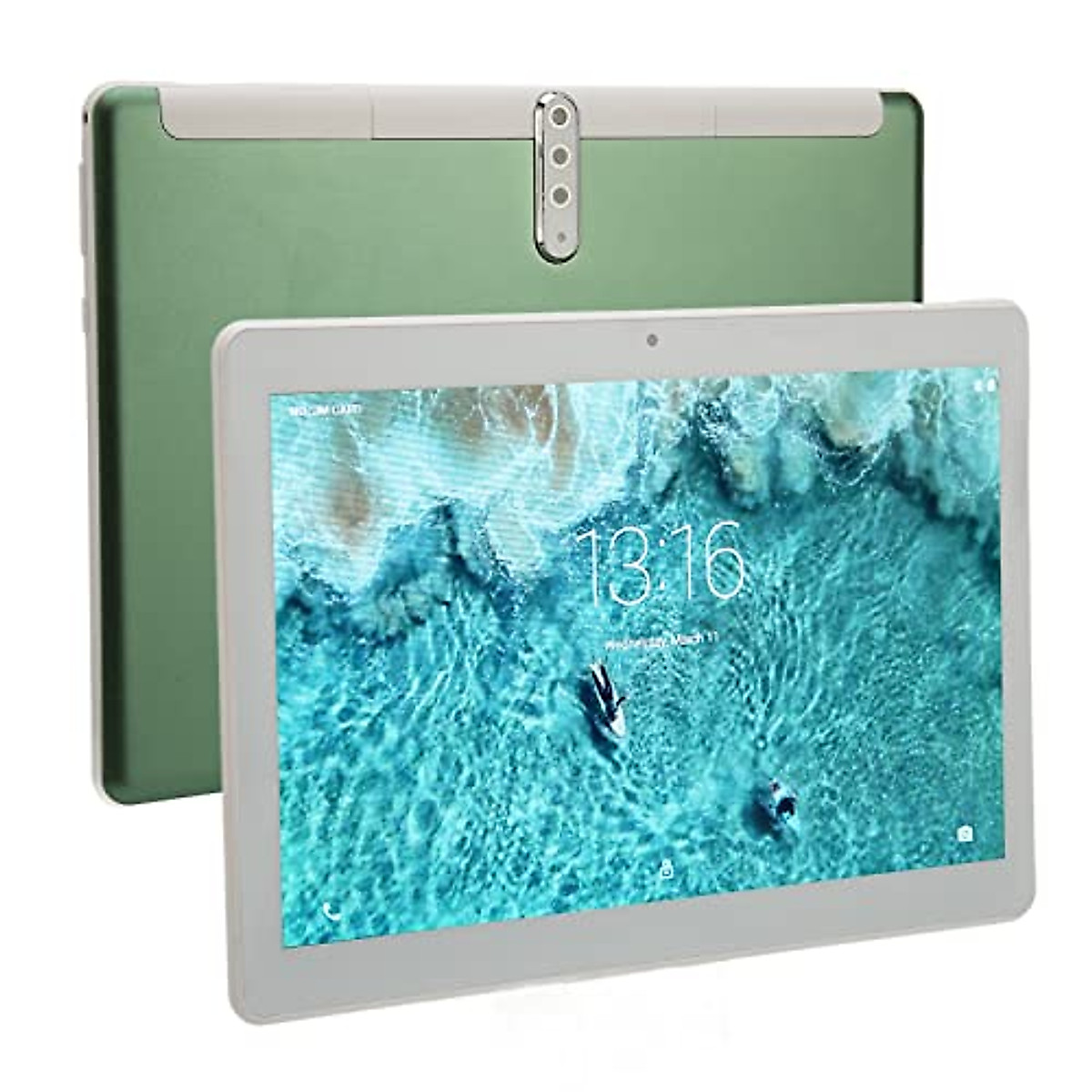 Qinlorgo Tablet PC, Dual SIM Dual Standby Green 5MP Rear Camera 100-240V T10W 10.1 Inch HD Tablet for Calling (US Plug)