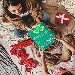 St. Patrick's Day Throw Blankets Lucky Shamrock Soft Flannel Blankets, Ireland Clover Soft Warm Cozy Lightweight Decorative Blanket for Couch, Bed, Sofa, Travel 50 x 60 Inch (Lucky Style)