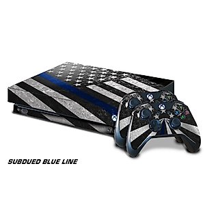 247 Skins Graphics kit Sticker Decal Compatible with Xbox One X and Wireless Controllers - Subdued Blue Line
