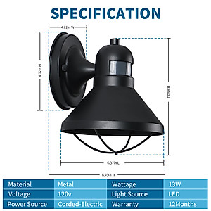 LONEDRUID Motion Sensor Outdoor LED Porch Wall Light Fixtures Dusk to Dawn Exterior Barn Wall Lantern Black Farmhouse Sconce Lighting Wall Mount Lamp for Garage Patio Balcony Doorway