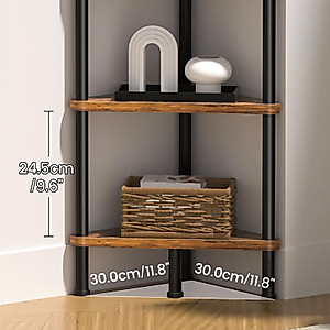 Homedawn Corner Shelf, Corner Bookcase, Industrial 5-Tier Corner Shelf Stand Display Rack,Wall Corner Bookshelf,Tall Shelf Plant Stand for Small Spaces, Living Room, Home Office (Rustic Brown)