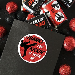 Karate Birthday Party Thank You Favor Labels - 40 Stickers