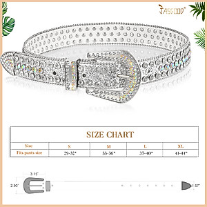 JASGOOD Women Men Rhinestones Belt,Bling Western Cowgirl Cowboy Studded Leather Belt Diamond Waist Belt for Jeans Pants