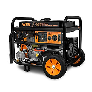 WEN DF1100T 11,000-Watt 120V/240V Dual Fuel Portable Generator with Wheel Kit and Electric Start - CARB Compliant, Black