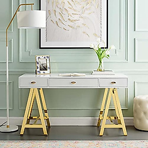Modway Jettison Office Desk, Gold White