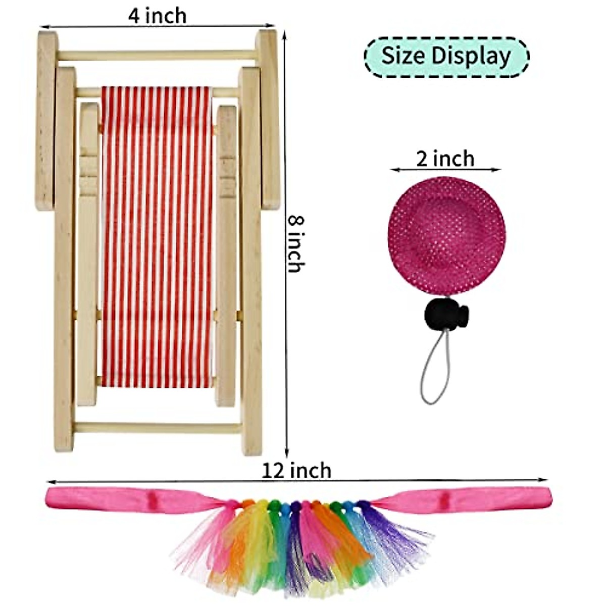 Vehomy Bearded Dragon Costume Bearded Dragon Hat for Lizards Bearded Dragon Tutu Skirt & Reptile Mini Deck Chair Small Pet Costume Outfits Clothes Photo Props for Lizards Geckos Hamsters Rats 3Pcs