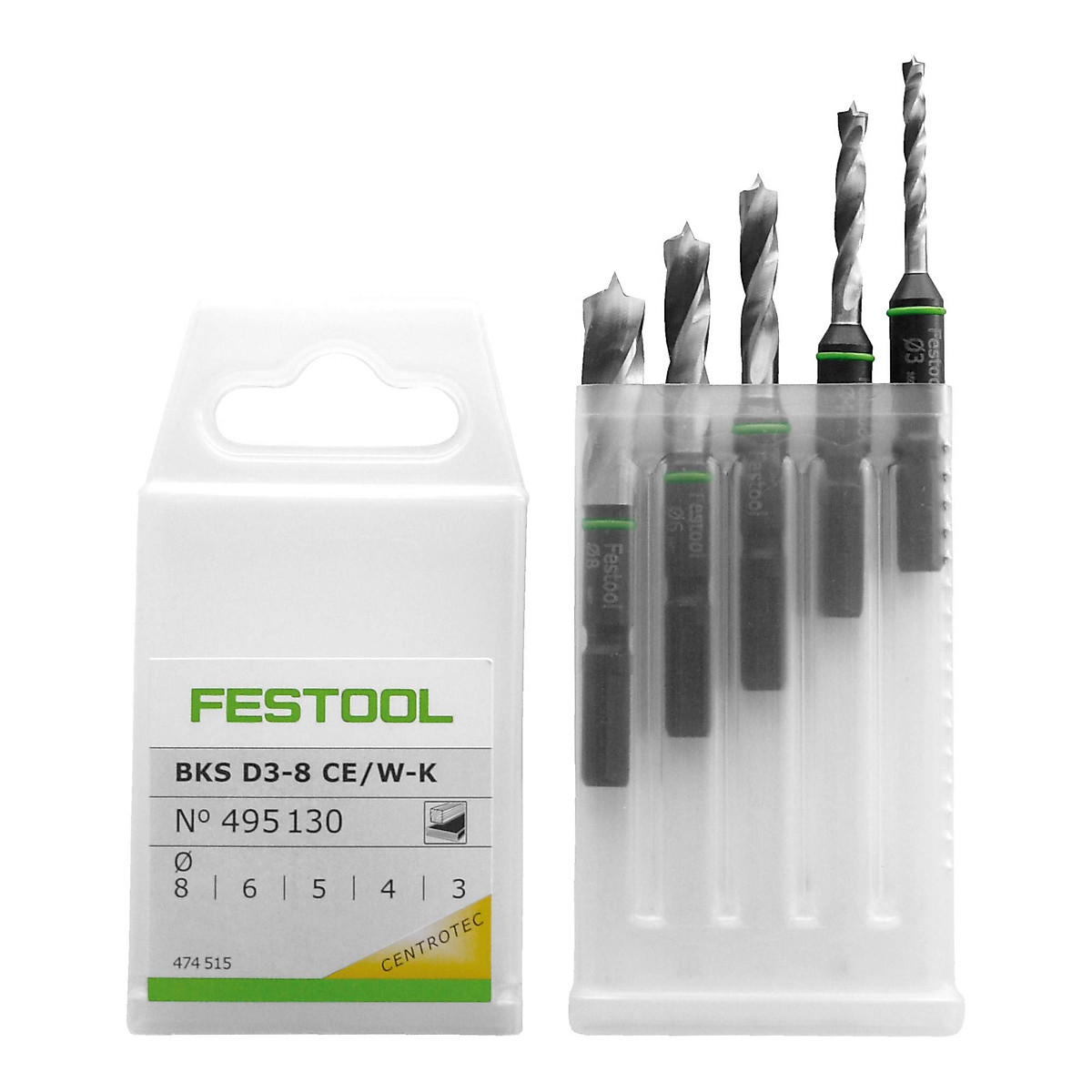 Festool 495130 Stubby Brad Point Bit Set 3-8mm