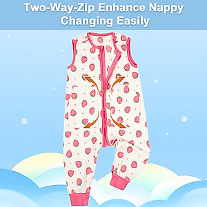MOEMOE BABY Toddler Sleeping Sack Fleece Sleep Sack with Feet 1.0 Tog Sleep Sack with Legs Sleeveless Wearable Blanket Baby