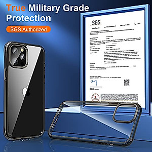 UniqueMe [5 in 1 Design for iPhone 12 Pro Max 6.7 inch Case, 2 Pack Screen Protector Tempered Glass + 2 Pack Camera Lens Protector, [Non-Yellowing] Shockproof Ultra Thin Protective Cover-Clear Black