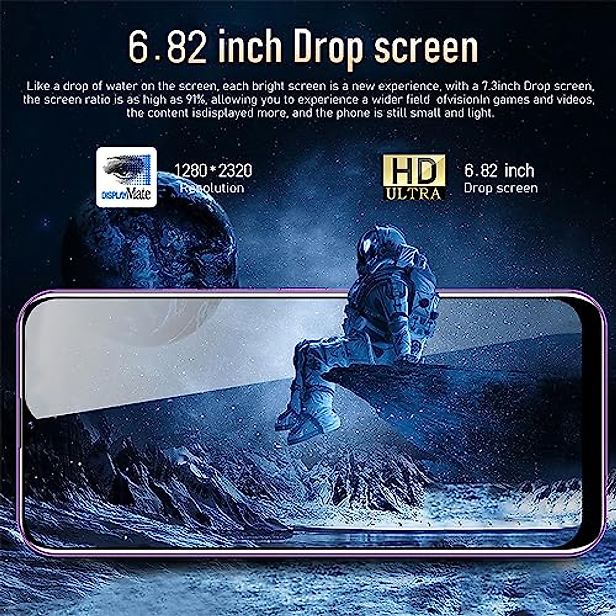 NIEGA Smartphone Unlocked Cell Phones S23 Ultra 6.82in HD Screen The Black Phone 3GB/32GB 6800mAh 128GB Extension Dual Sim Boost Mobile Phones Telefonos Glass Back Cover (Blue)