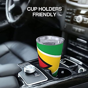 WXZYFP Car cup (single silver rim), can use a straw or drink directly, easy to use.Flag of Guyana