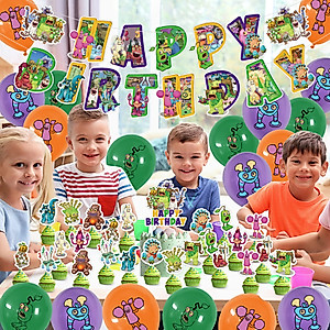 Monsters Birthday Party Decoration Singing Party Supplies Include HAPPY BIRTHDAY Banner Balloons Cake Topper Cupcake Toppers Monsters Party Decoration