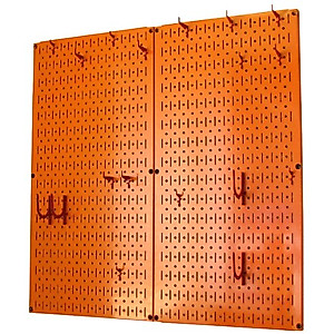 Wall Control Kitchen Pegboard Organizer Pots and Pans Pegboard Pack Storage and Organization Kit with Orange Pegboard and Red Accessories