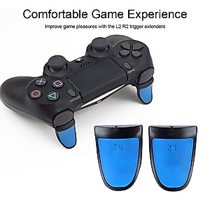 Dancal L2 R2 Controller Extenders Buttons Extension Trigger Soft Touch Extended Grips for PS4 (Blue)
