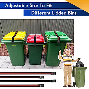Wesnoy 6 Pack Trash Can Lid Lock Garbage Can Lock Adjustable Garbage Can Security Strap Stretchable Elastic Strap Garbage Strap Outdoor Trash Can Locks for Animals, Squirrels, Dogs, Raccoons
