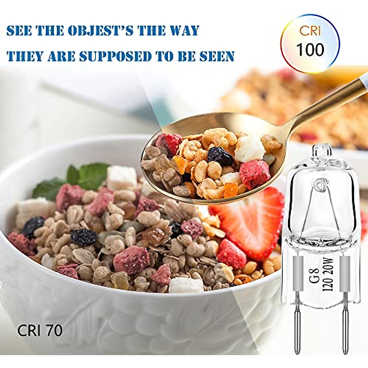 AHEVO G8 Light Bulbs 20Watt 120Volt Dimmable Halogen Light Bulb G8 Base Bi-Pin Shorter 20W T4 JCD Warm White Under Cabinet Puck Lighting Replacements,10Pack