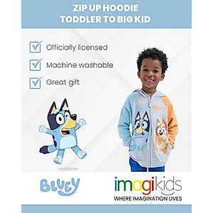 Bluey Bingo Big Boys Fleece Zip Up Hoodie Grey 10-12