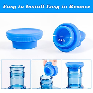 Jell-Cell 5 Gallon Water Jug Cap Silicone - Reusable Water Bottle Caps for 55mm No-Splash,No Leak and Spill Replacement Cap,3 Pack