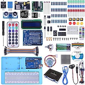 UNIROI Ultimate Starter Kit Compatible with Arduino IDE 328P Control Board, 260 Pages Detailed Tutorial, 217 Items, 51 Projects, Breadboard with Arduino IDE Starter Kit