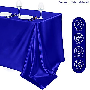 TURSTIN 4 Packs Satin Tablecloth 102 x 58 Inch Overlay Satin Table Cover Rectangle Bright Silk Tablecloth Smooth Fabric Table Decoration for Wedding Banquet Party Events, Royal Blue